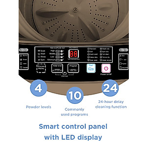 F.W.WOOLWORTHS 17.7 lbs Full-Automatic Washing Machine with LED Display, Laundry Washer with Drain Pump, 10 Wash Programs 8 Water Levels Washer & Spinner for Home, Apartment, Dorms, Gold