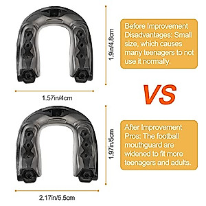FOUUA 2Pack Football Mouth Guard with Strap, Soft Youth Mouth Guard Professional Sports Mouthguard for Boxing, Hockey, Basketball, MMA, Lacrosse, Rugby and Jujitsu (Black), 0.0 Ounce