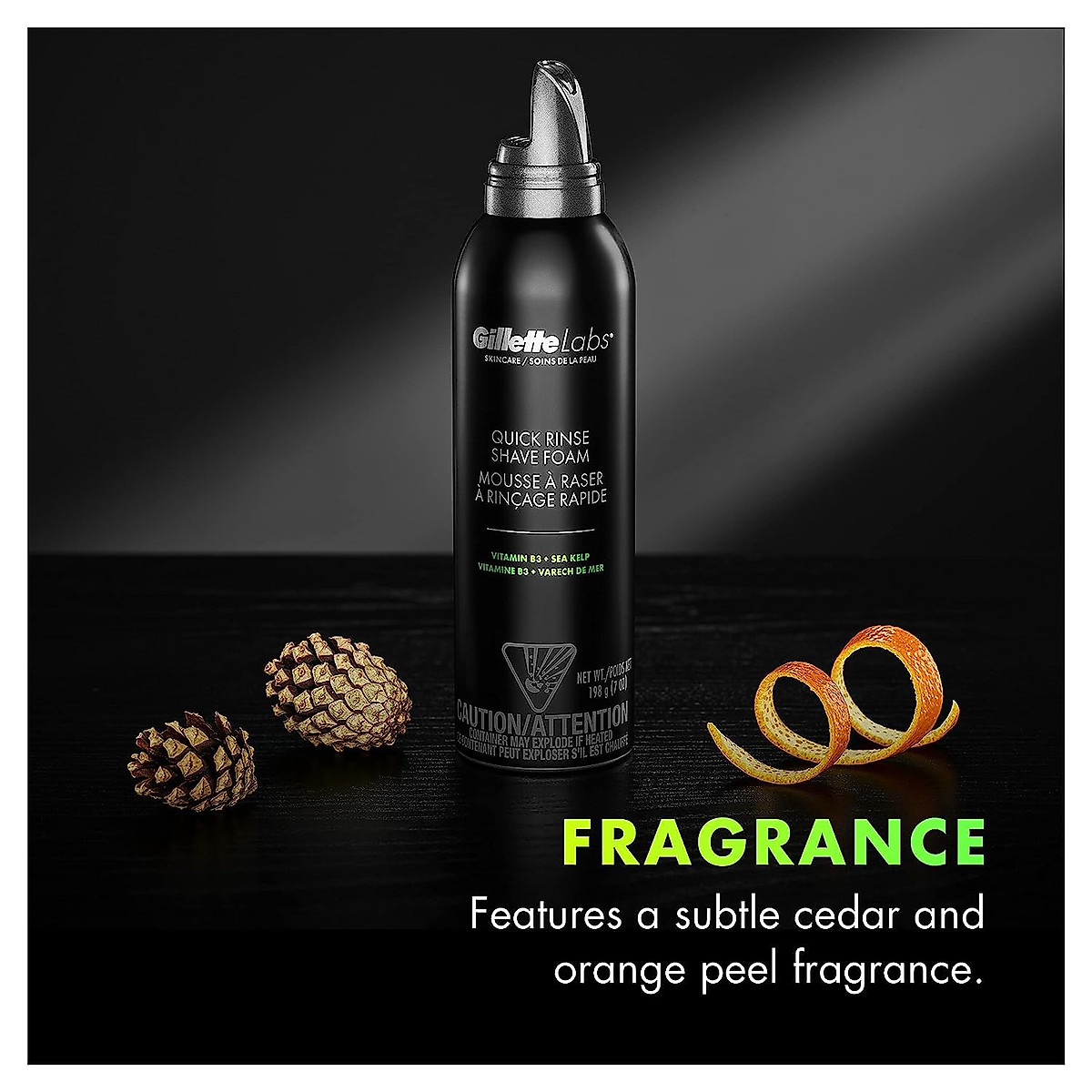 Gillette Labs Quick Rinse Lightweight Shave Foam for Men, Shaving Foam that Helps Protect the Skin, 8.1 OZ