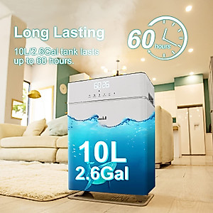 [LCD-2109]]Lacidoll Humidifiers for Large Room, Top Fill, Wide Spray Nozzle Whole-house Humidifier 2.6Gal/10L Coverage Up to 1000 sq.ft., 800mL/h Output for Home Bedroom Living Room