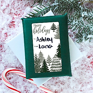 DISTINCTIVS Evergreen Tree Christmas Gift Tags, Self-Adhesive Stickers – 75 Labels, Woodland Forest Greenery Holiday Gift Wrap Tags