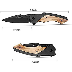 Pocket Folding Knife Bearing Knives with Safety Liner Lock for Men with Olive Wood Handle for Camping Hunting Survival Indoor and Outdoor Activities, Best Unique Gifts for Men and Woman, KN02-SD
