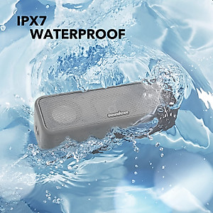 Soundcore 3 by Anker, Bluetooth Speaker with USB-C Connection, Stereo Sound, BassUp, Pure Titanium Diaphragm Drivers, 24H Playtime, IPX7 Waterproof, PartyCast, App, Custom EQ, for Travel & Home, Gray