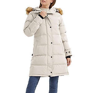Orolay Women's Thickened Down Coat with Adjustable Hood Warm Winter Jacket Beige