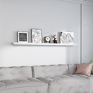 WELLAND 72-Inch Fireplace Mantel Shelf Wall Mounted,White Corona Crown Molding Ledge Floating Shelf, Pinewood