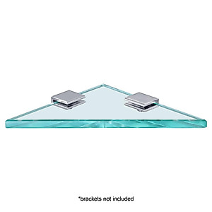 Dulles Glass 16" x 16" Triangle Glass Shelf - Shelf Only - Tempered - 3/8" Thick - Flat Polished Glass