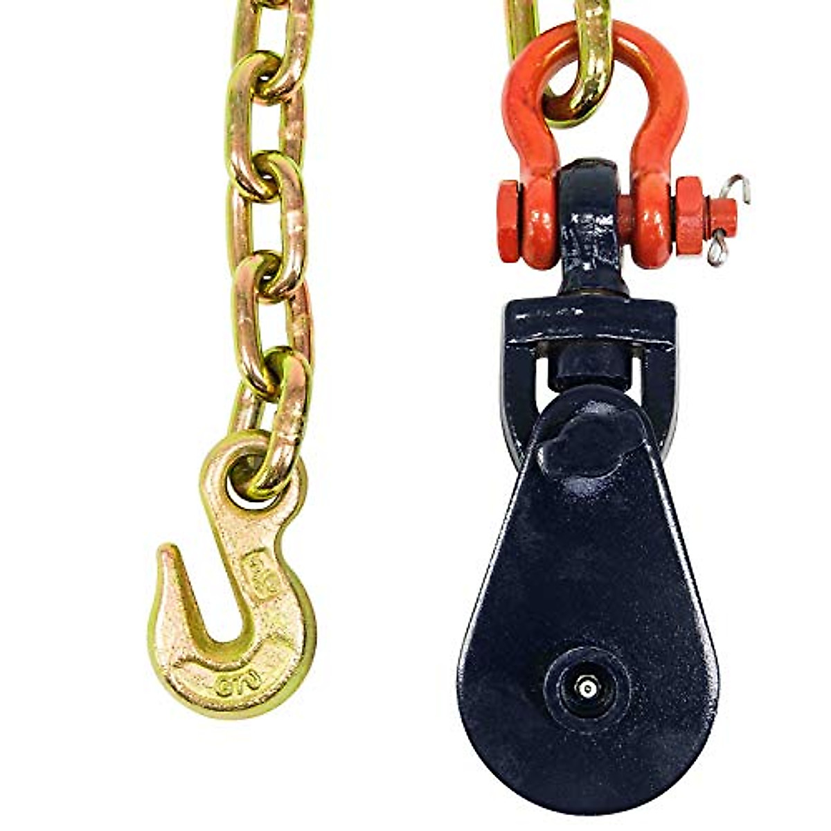 Mytee Products 2 Ton Snatch Block with Chain Flatbed Tow Truck Rollback Wrecker Car Carrier Cable