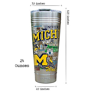 Catstudio Michigan, University of Collegiate Thermal Tumbler | Triple Wall Insulation With Non Slip Bottom | Great College Travel Cup for Water, Coffee, Tea, or Smoothies