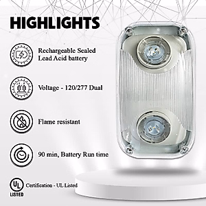 Ciata Waterproof Emergency Lights for Home, Emergency Exit Light, Emergency Lighting, Led Emergency Lights with Battery Backup, Emergency Lights for Business, and Commercial Emergency Light fixtures