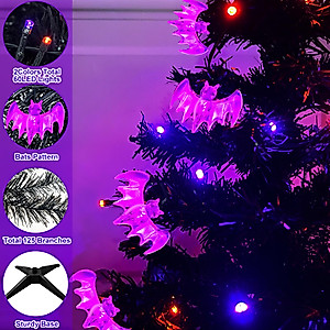 8 Modes TURNMEON 3 Ft Halloween Black Tree Decor with Timer 50 LEDs Lights Small Halloween Tree Battery Powered Artificial Black Xmas Tabletop Halloween Tree Decorations Home Indoor Outdoor Party