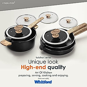 Nonstick Cookware Set Non Toxic 100% PFOA Free Compatible Induction Pots and Pans Sets with Glass Lids (Pack-Kc-10, Black)