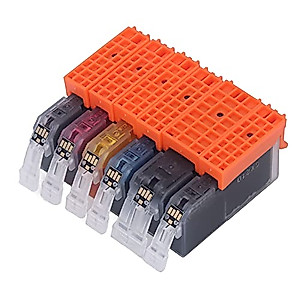 Hilitand Multi Colors Inkjet Cartridge ABS Housing Printer Ink Cartridges Smoothly Ink Output Inkjet Cartridge for Printer Part Replacement (BK BK C M Y GY 6 Colors)