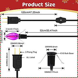 Enhon 2 Pack Accessory Cord with 1 LED Light Bulb, 6ft Black Cord with On/Off Switch for Halloween Pumpkin, Blow Mold, Craft Projects, Paper Lantern, Village House, Holiday Ceramic Trees (Purple)