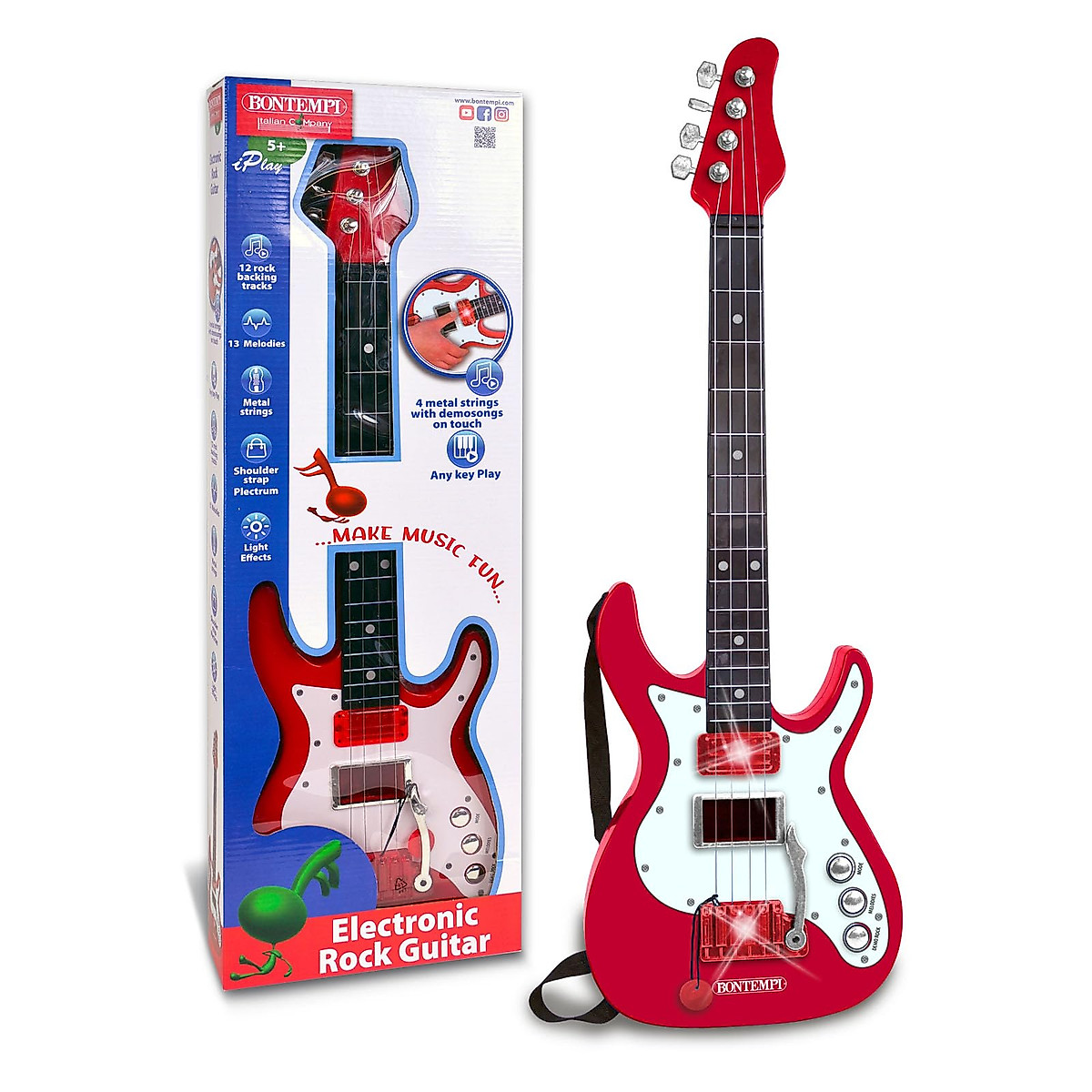 Bontempi Red Electric Guitar, Right, Multicolor, ‎2.54 x 2.54 x 2.54 cm (241300)