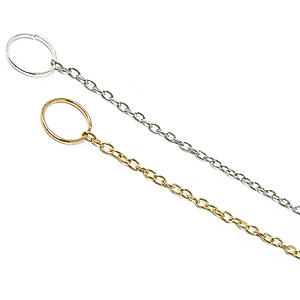 Honbay 2PCS Pierced Indian Nose Rings with Chain Nose to Ear Chain