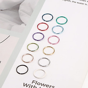 Magitaco 36PCS 20G Nose Ring Hoop 316L Stainless Steel Nose Piercing Lip Septum Tragus Ring Helix Cartilage Earring Hoop Piercing Nose Rings for Women Men