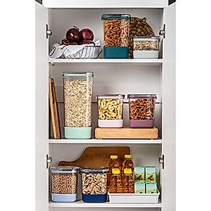 Ello Airtight Food Storage Plastic Canisters with Non-Slip Base Locking Lids and Labels for Kitchen and Pantry Organization Perfect for Sugar, Cereal, Pasta | Set of 5 Mixed Set | Garden Goals
