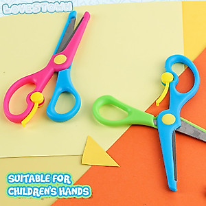 LovesTown 8PCS Preschool Training Scissors, Dual-Color Children Safety Scissors Art Craft Scissors Pre-School Training Scissors