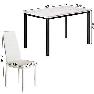 Faux Marble Dining Set for Small Spaces Kitchen 4 Table with Chairs Home Furniture