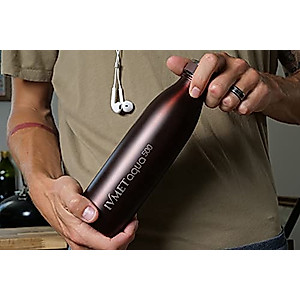 IVMET Aqua Stainless Steel Double Wall Vacuum Insulated Drinking Bottle Flask thermos Hydro Metal reusable Canteen for Sport School Fitness Outdoor (Coffee Brown, 25.3 Oz/750 ml)