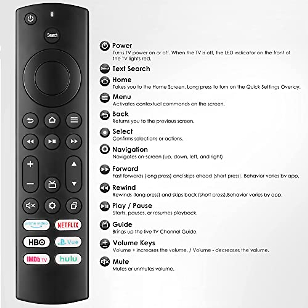 Replacement Remote for All Toshiba Fire TVs and Insignia Fire/Smart TVs with 6 Shortcut Buttons Netflix, Prime Video, ImdbTV, Hulu and More.