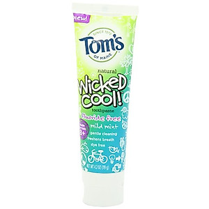 Tom's Of Maine Wicked Cool Mild Mint Kid's Toothpaste Fluoride Free, 4.2 Ounce