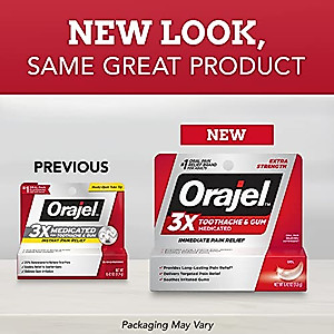Orajel 3X for Toothache & Gum Pain: Maximum Gel Tube 0.42oz - From #1 Oral Pain Relief Brand - Orajel for Instant Pain Relief