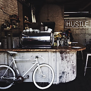 HUSTLE LED Neon Sign Novelty Light Wall Art Decorative Wall Hanging Sign for Bedroom Living Room Kid’s Room Party Home Decor Neon Night Light USB Powered Large 19.7x4.9” White