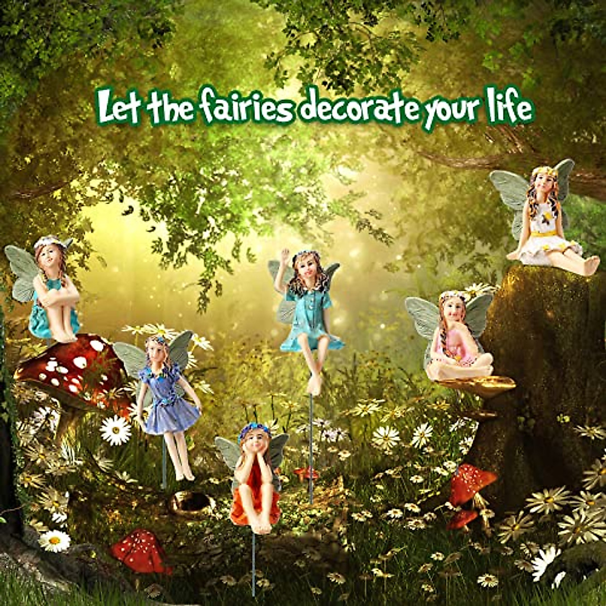 Yulejo 18 Pieces Garden Miniatures Fairies Mini Garden Figurine Fairies Decor Outdoor Resin Miniature Garden Accessories House Tree Mini Fairies Figure Fairy Garden Accessories for Home Decoration