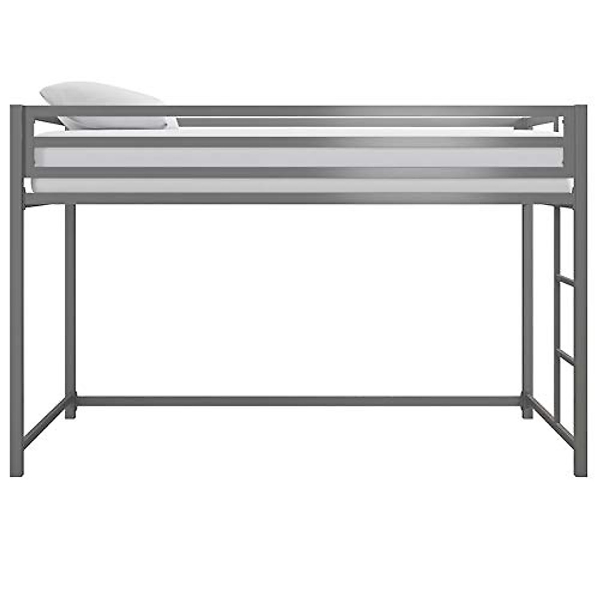DHP Mabel Twin Metal Junior Loft Bed in Silver