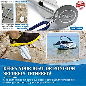 WAVESRX Beach Anchoring Bundle | Aluminum Sand Anchor + Bungee Line 14' | Securely Anchor Your Watercraft in Shallow Water Near Beach or Sandbar | Perfect for Boats, Pontoons, Jet Ski and Other PWC
