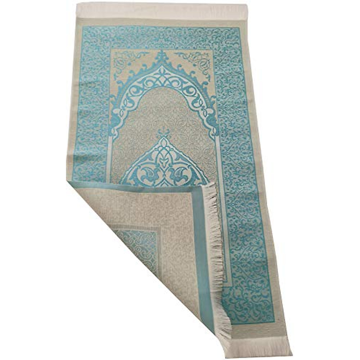 BAYKUL Muslim Prayer Rug-Islamic Turkish Velvet Rugs-Great Ramadan Gifts-Janamaz Prayer Mat for Women Men-Portable Carpet Muslims Mats-Praying Rugs Islam-Sajadah-Gift Praying Beads 99 (Blue)