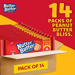 Nutter Butter Peanut Butter Sandwich Cookies King Size - 14 Pack of 3.5 oz Snack Packs with 8 Cookies per Pack - Perfect for Sharing and Snacking Anytime Thanksgiving Dinner Cookies