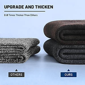 SIMIYA 5 Pairs Merino Wool Socks for Men, Thick Winter Wool Hiking Socks, Warm Breathable Crew Mens Socks（Fit USA Size 7-13