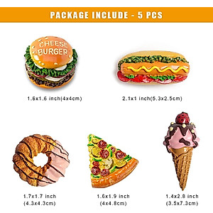 5 PCS Cute Food Refrigerator Magnets Fridge Stickers, Hamburger Doughnut Ice Cream Hot Dog Pizza Fridge Magnets for Kitchen Home Decoration Office Whiteboard Locker Magnets