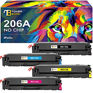 Toner Bank Compatible Toner Cartridge Replacement for HP 206A 206X W2110A W2110X for HP Color Pro M283fdw M255dw MFP M283cdw M282nw M283 M255 Printer Ink (Black Cyan Yellow Magenta, 4-Pack)