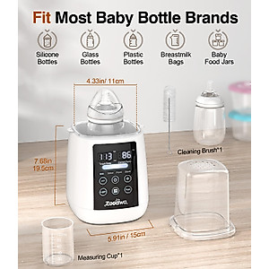 Bottle Warmer, Zooawa Fast Baby Bottle Warmer for Most Bottles, 10-in-1 Baby Milk Warmer with IMD LED Display & Smart Temperature Control, Bottle Warmers for Breastmilk and Formula, White