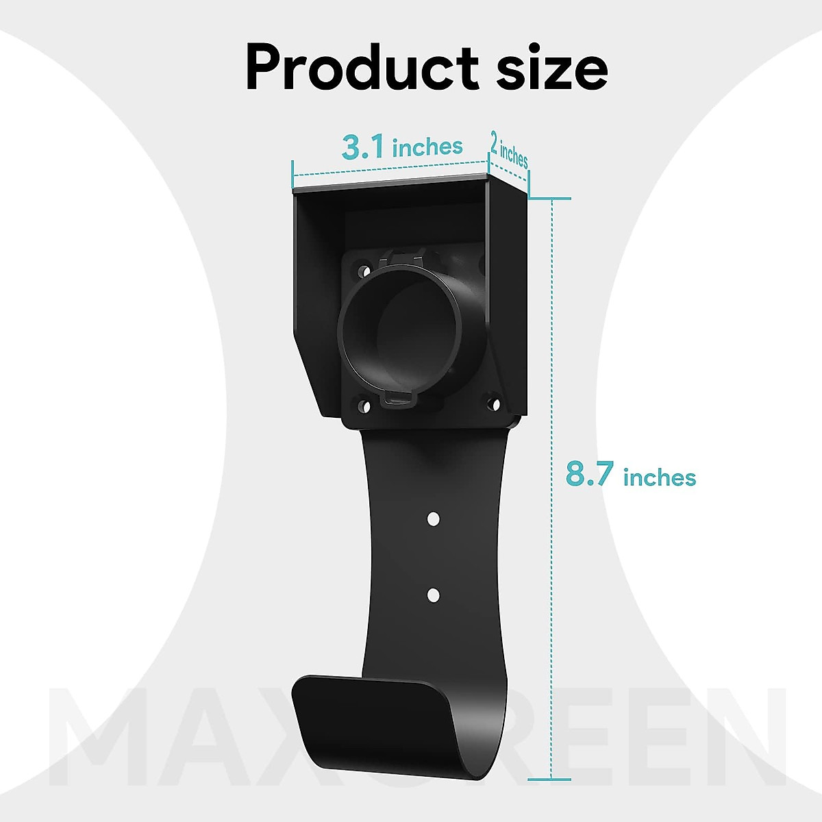 MAX GREEN Wall-Mount Connector Holster Dock,Nozzle Holster Dock with Screws for SAE J1772 EVSE Electric Vehicle EV Charger Holder