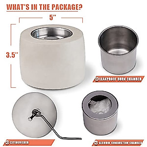 Puraville Concrete Tabletop Fire Pit, Ethanol Fuel Fire Pit, Portable Table Top Fire Pit Bowl, Mini Tabletop Fireplace for Indoor and Outdoor Use (Light Grey)