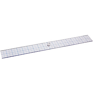 Cottage Mills 2" x 18" Design Ruler with Easy Grip Knob. Made of Thick 1/8" Acrylic. Use with Rotary Cutters and Razor Knives. Great for Designing, Layout, Quilting, Sewing, Drafting. Made in USA!