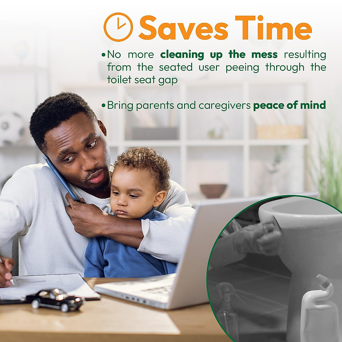 P-flector® Urine Guard for Toilet Seat - Pee Splash Guard for Potty-Training Kids, Men, Adults, Seniors & Special Needs Individuals - Fits Round, Elongated & Curved Toilet Seats, Prevents Urine Splash