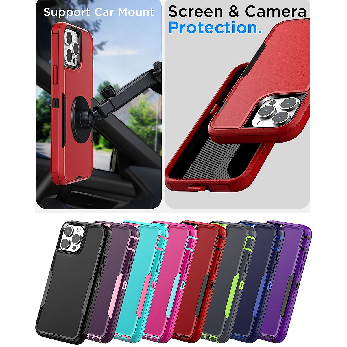 AICase Case for iPhone 12/12 Pro,Support Magnetic Car Mount Heavy Duty 2-Layer Pocket-Friendly Durable Military Grade Protection Shockproof/Drop Proof Protective Cover for iPhone 12/12 Pro_4