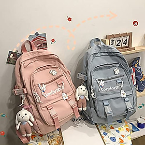 SPORTBANG School Backpack for Teens Girls Middle School Student Travel Blue Laptop Backpack Korean Cute Aesthetic Backpack (Blue)