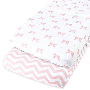 Cuddly Cubs Changing Pad Covers – 2 Pack – Snuggly Soft Plush Cotton Changing Table Covers for Girl – Fits Perfectly on Summer Infant and Other 16 x 32" Baby Changing Table Pads – Pink