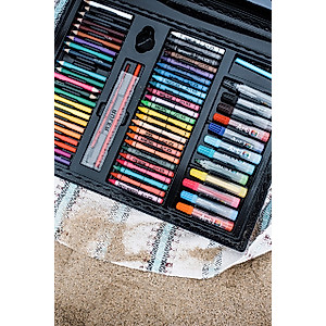 Art 101 Budding Artist 179 Piece Draw Paint and Create Art Set with Pop-Up Double-Sided Easel, Includes markers, crayons, paints, colored pencils, Case includes pop up easel, Portable Art Studio