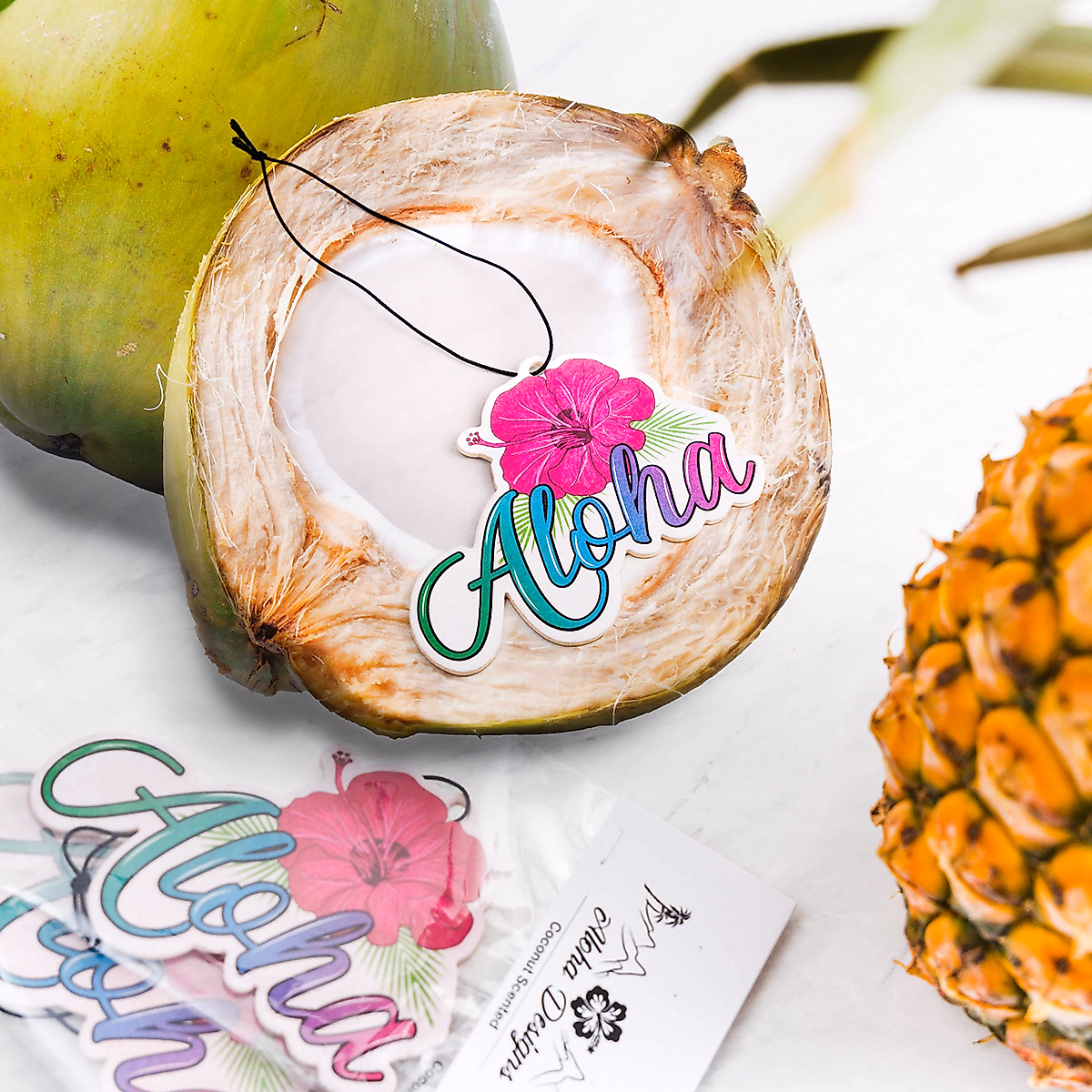 Aloha Designs ALOHA Clear Cosmetic Bag for Women Roomy Makeup Bag Travel Splash-proof Toiletry Bag Accessories Organizer Plus Aloha Gift Kit 1 Aloha Decal, 1 Aloha Magnet & 1 Air Freshener