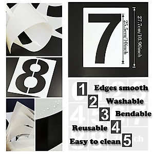 10 Inch Large Number Stencils Kit 0-9 Address Number Stencil Set Reusable Plastic Number Painting Templates Stencils for Address Number Mailbox Signs Road Parking Lot Door Trucks Painting Stencils