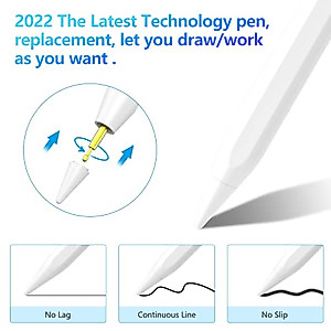 Stylus Pen for iPad with Palm Rejection, Apple Pencil for (2018-2022) iPad Pro 11/12.9, iPad 10th/9th/8th/7th/6th Gen, iPad Air 5th/4th/3rd Gen,iPad Mini 6/5 with 4ps Nibs