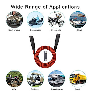 AEISVIK SAE to SAE Connector Extension Cable - 4ft 12V-24V Battery Charging Cord with Dust Cap 2 Pin Quick Connect Disconnect Plug DC Connection for Camp Trailer Solar Panels