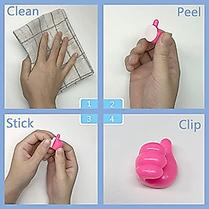 Silicone Thumb Hook - 12pcs Creative Self-Adhesive Wall Hooks for Can Store Keys, Data Cable, Headphone Cable, No Punching（White）